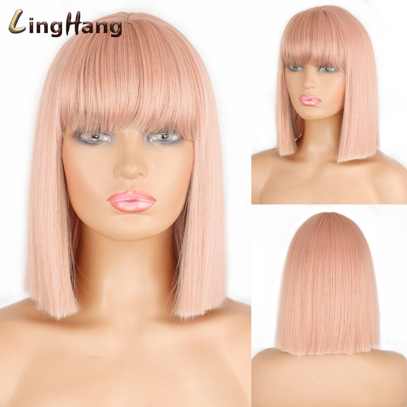 Linghang Short Bob Wig With Bangs for Women Synthe... – Grandado Linghang Short Bob Wig With Bangs for Women Synthe... – Grandado