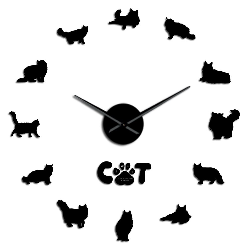 Norweigian Forest Cat Silent Quartz 3D Wall Clock ... – Vicedeal