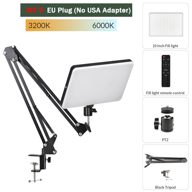 10inch LED Video Light Panel EU Plug USA Adapter 3... – Grandado