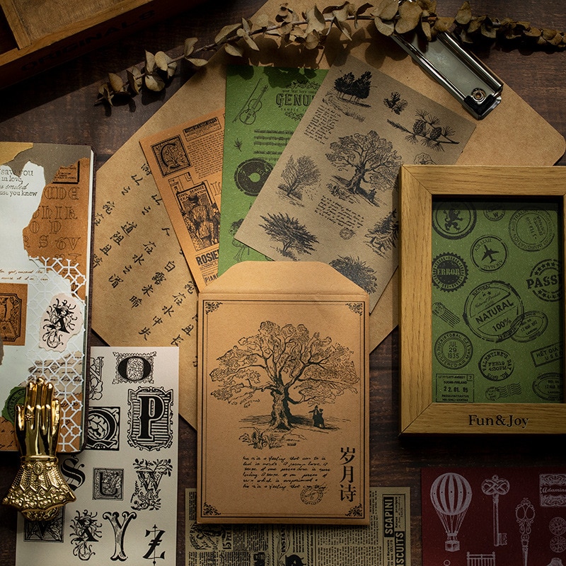 15 ark vintage hand riva bakgrundsmaterial papper ... – Grandado