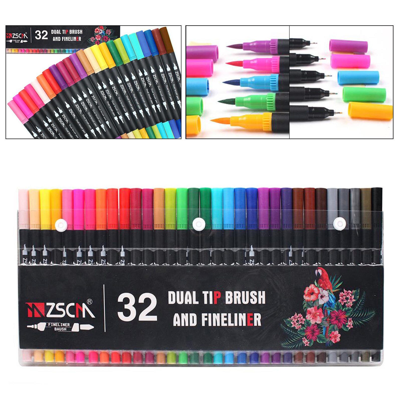 Double Tip Pen Art Markers with Fineliner Tip 32 C... – Grandado