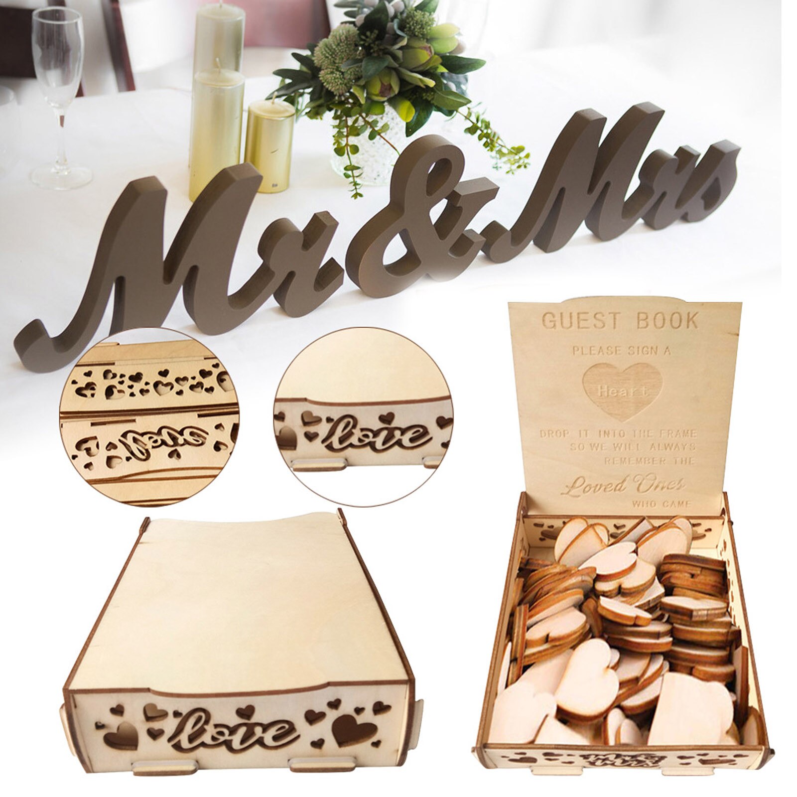 1Pc Diy Wedding Card Doos Houten Gemonteerd Doos V... – Grandado