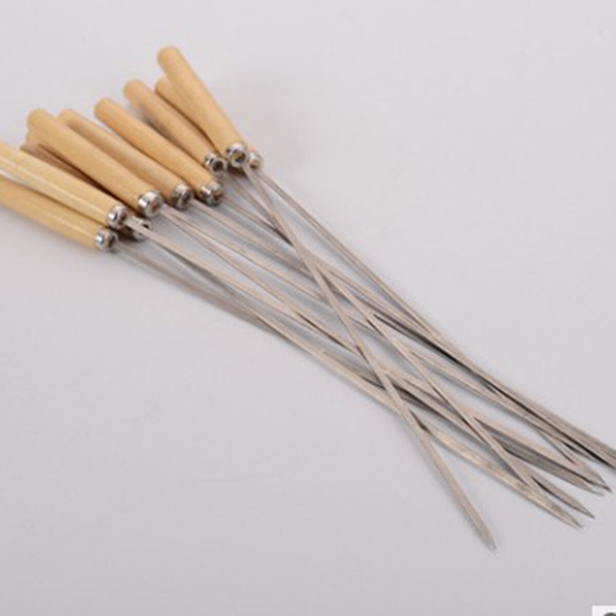 10 Stuks Houten Handvat Rvs Barbecue Spiesjes Bbq ... – Grandado