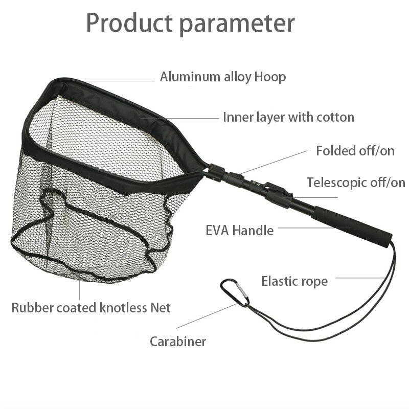 2022 Foldable Floating Fishing Net Rubber Coated D... – Grandado