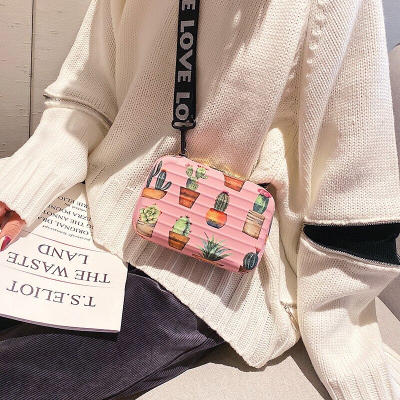 Personality Shoulder Clutch Mini Square Box Bag Cartoon Color Lovely ...