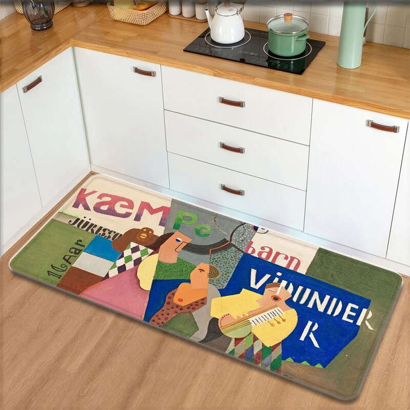 Abstract Portrait Kitchen Rug Anti-slip Area Rug f... – Grandado