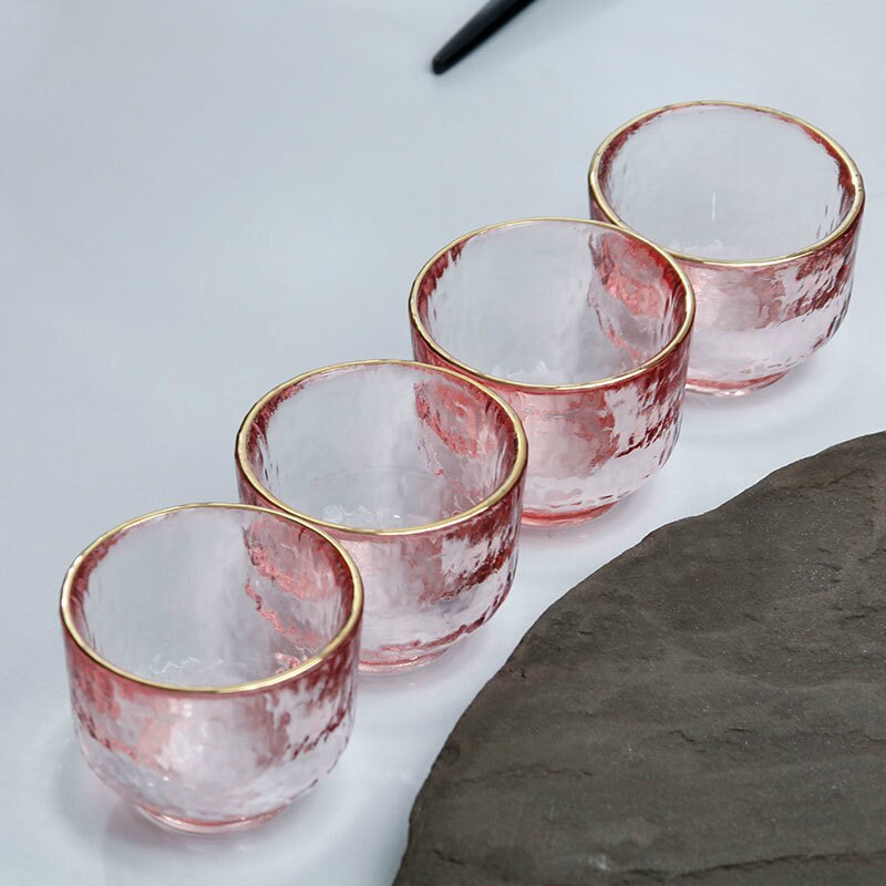 apanese Style Hammered Pink Sake Set Wine Glasses ... – Grandado