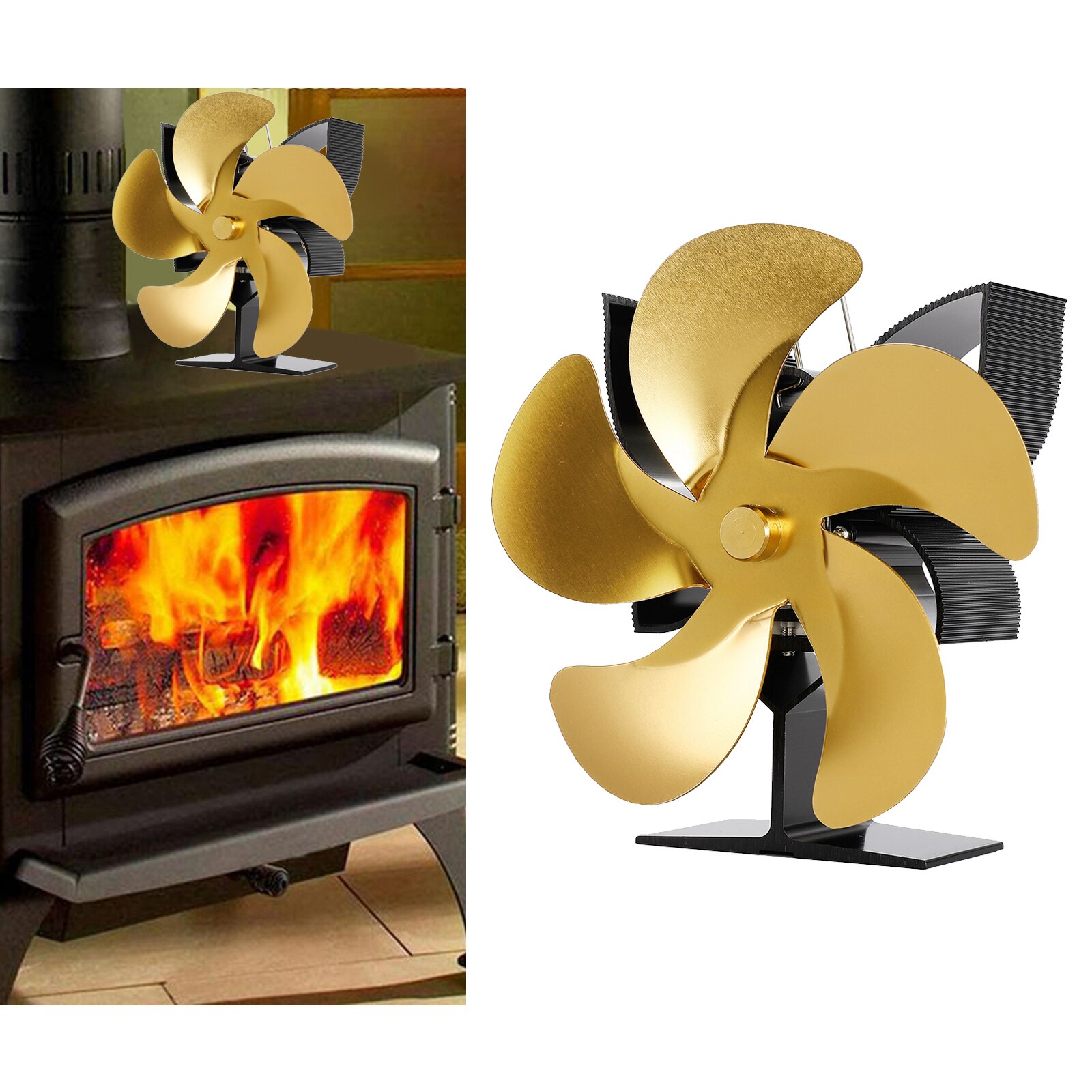 4 Blades Heat Powered Stove Top Fan for Fireplace ... – Vicedeal