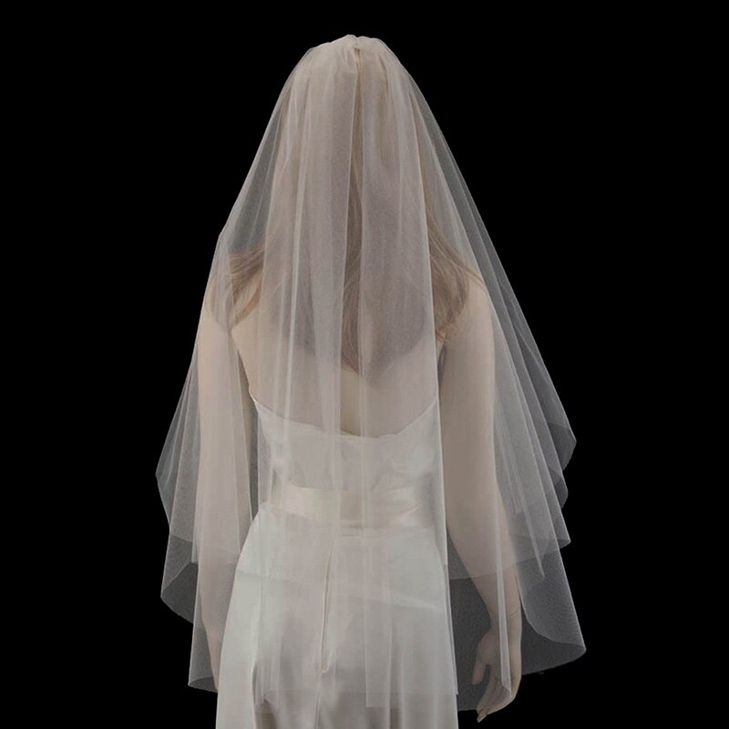 Capa 2 velos nupciales marfil blanco borde crudo a... – Grandado