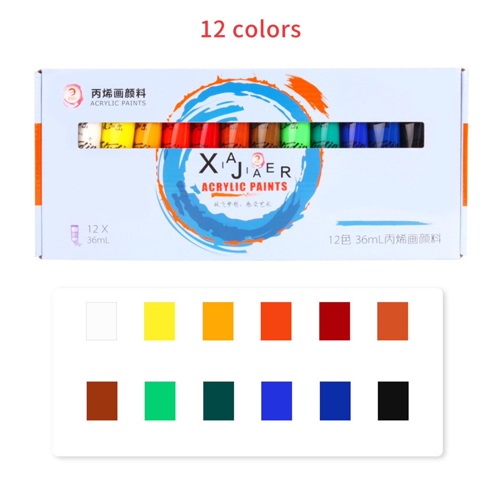 24 Colors Acrylic Paint Set 36ml Each Tube Rich Pi... – Grandado
