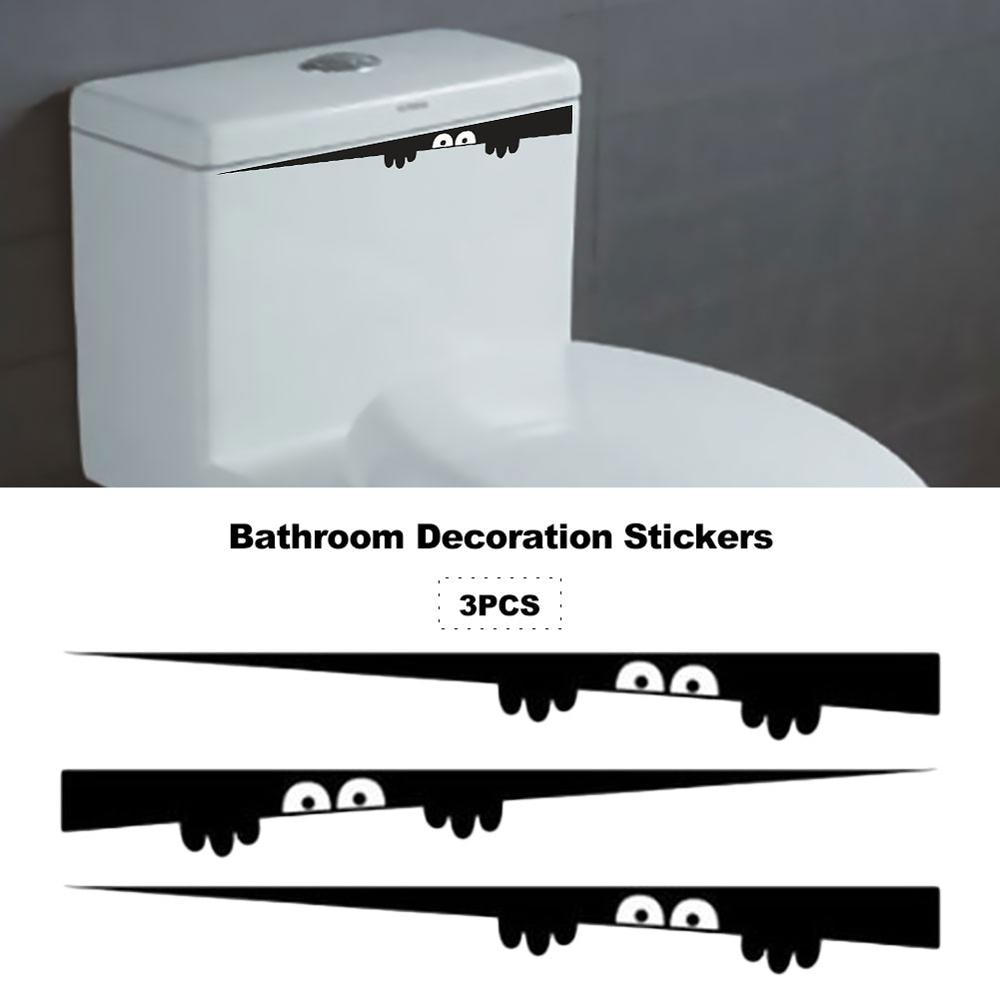 3pcs Peeping Toilet Stickers Fun Black Carved Wall... – Vicedeal