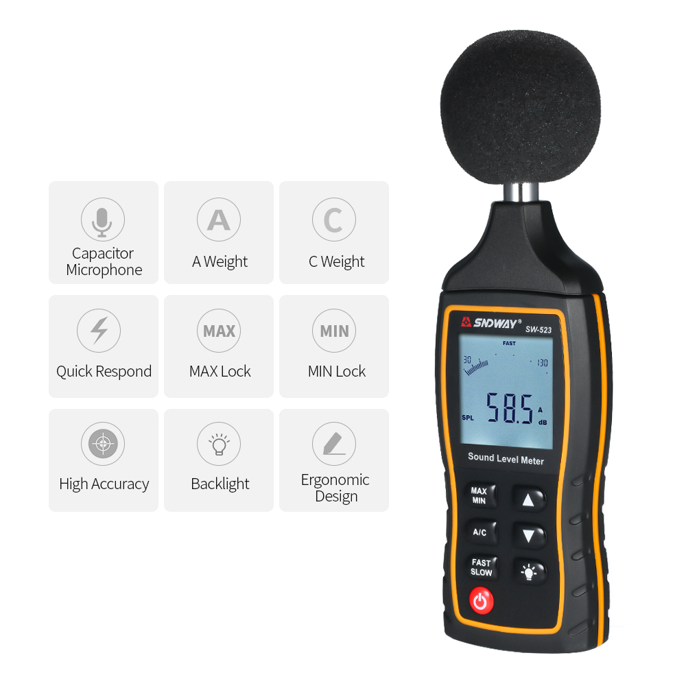 SNDWAY High Accuracy LCD Digital Noisemeter Sound ... – Vicedeal