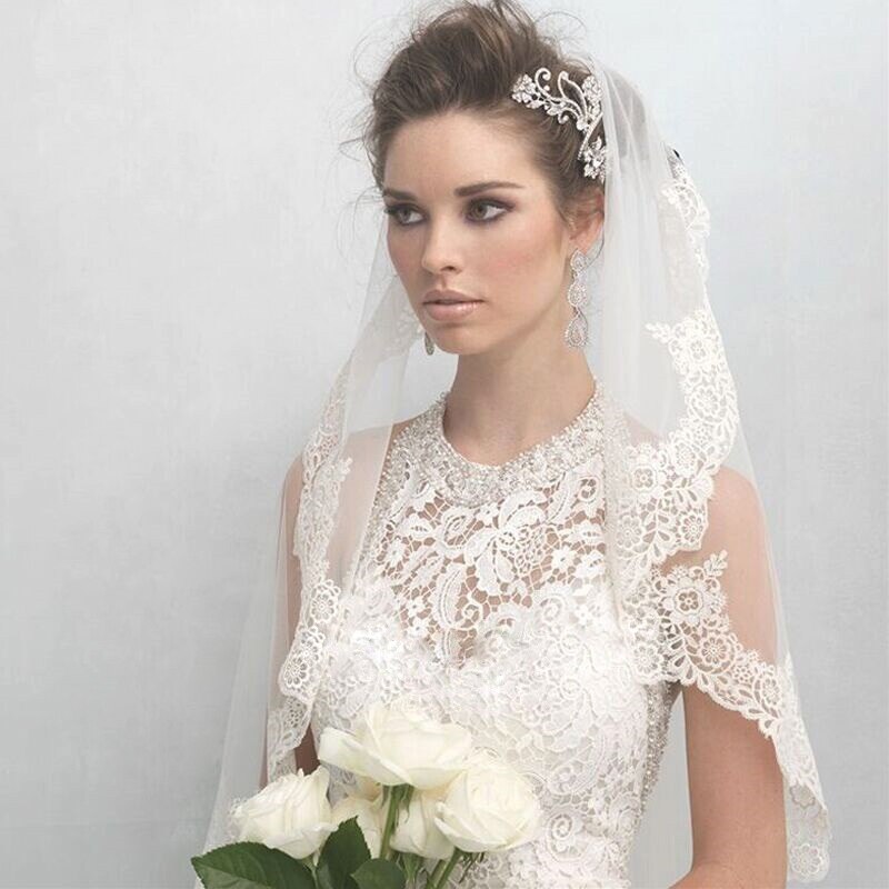75 CM Lace Wedding Veil One Layer Short Women Brid... – Grandado