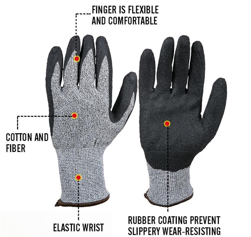 OZERO HPPE EN388 Level 5 Protective Safety Anti Cu... – Grandado