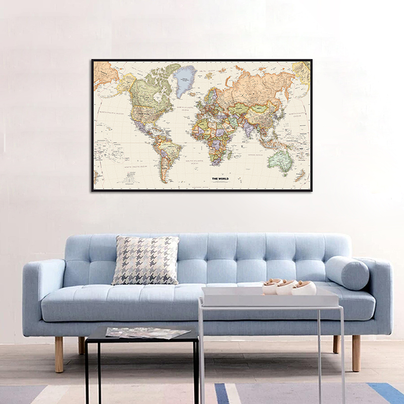 The World Map 150x90cm Non-woven Painting Vintage ... – Grandado