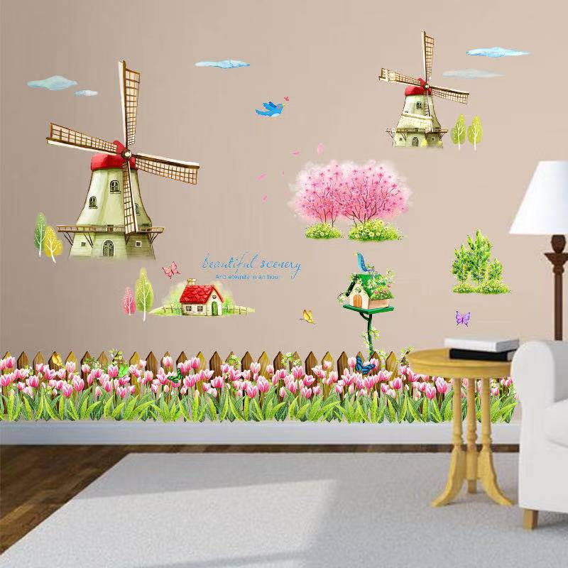 Cute Dutch windmill, children's flower stickers, s... – Vicedeal