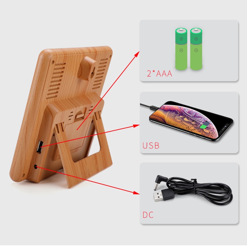 Wood Wireless Weather Station Indoor Outdoor Therm... – Grandado