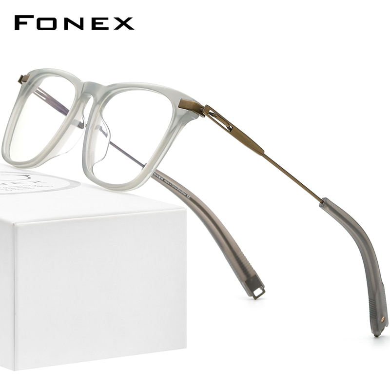 FONEX Acetate Titanium Glasses Frame Men 2022 Retr... – Grandado