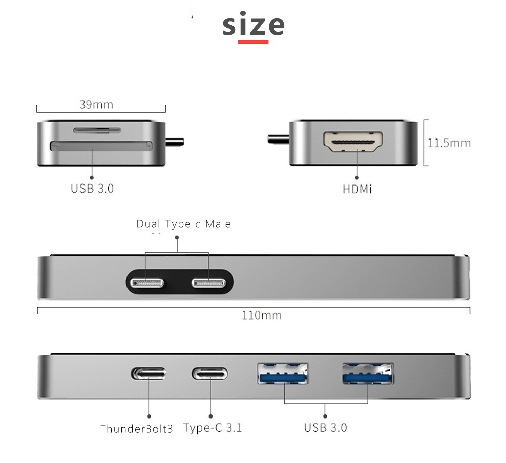 USB C HUB Dual Type C to USB 3.0 HDMI-compatible S... – Grandado