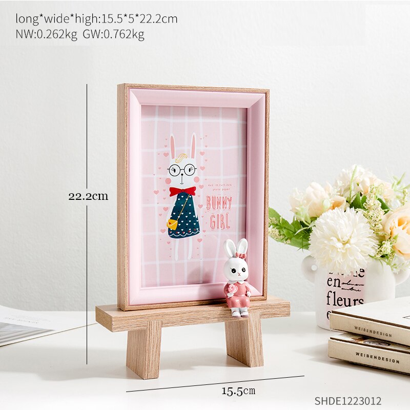 Wooden 6Inch Lovely Photo Frame Cartoon Rabbit Pic... – Grandado