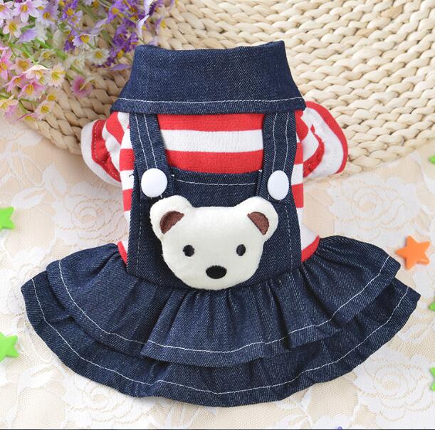 Striped Denim Dog Clothes Cute Dog Coat Jacket for... – Vicedeal
