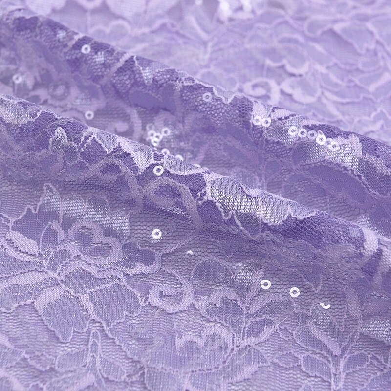 Lavender Sequined Gauze Lace Fabric Gorgeous Embro... – Grandado