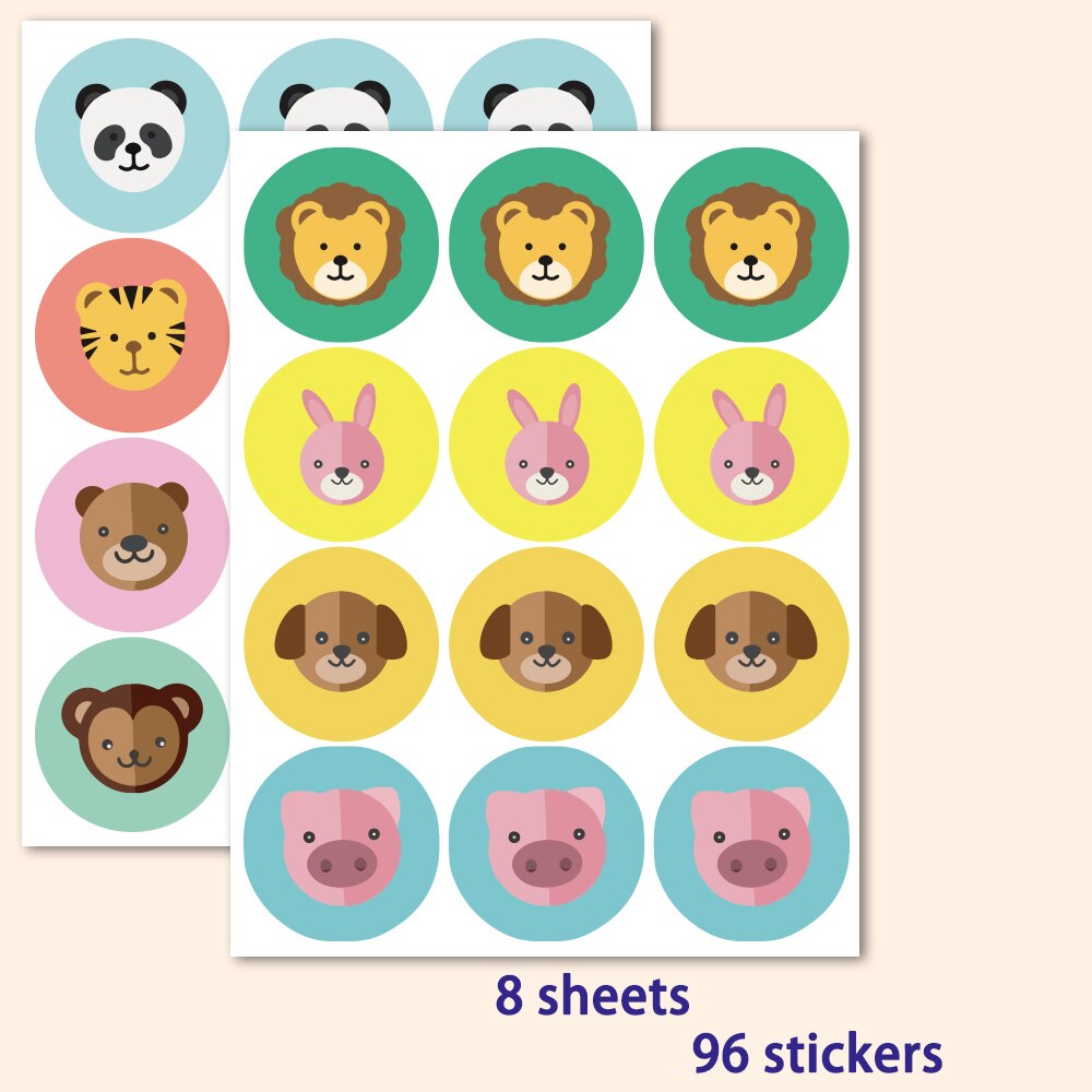 96Pcs Zoo Animals Children Stickers Roll Adhesive ... – Grandado