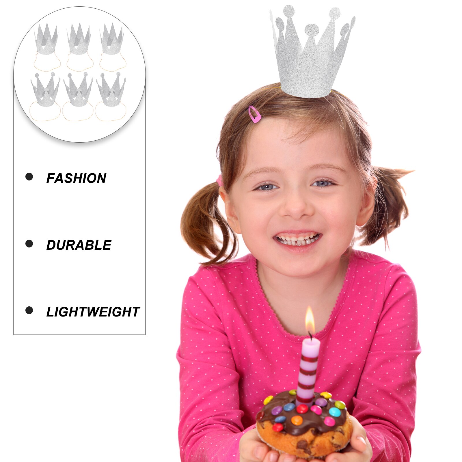 6Pcs Birthday Crown Hats Exquisite Chic Glitter De... – Grandado