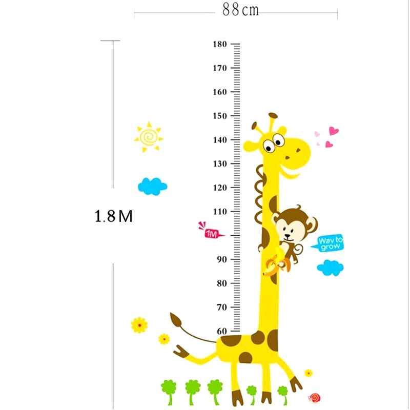 Giraffe Monkey Cartoon Height Measure Wall Sticker... – Vicedeal