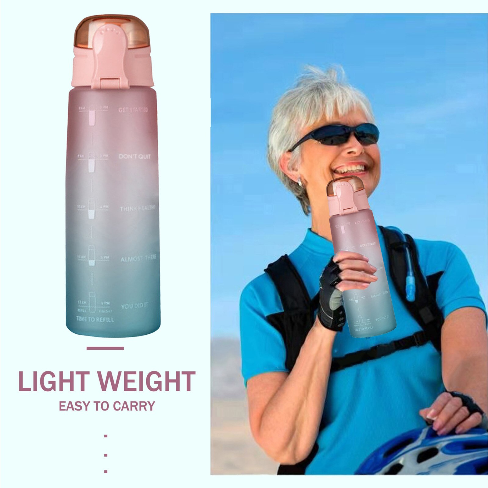 Water Fles Met Tijd Marker Kids Vrouwen Mannen Her... – Grandado