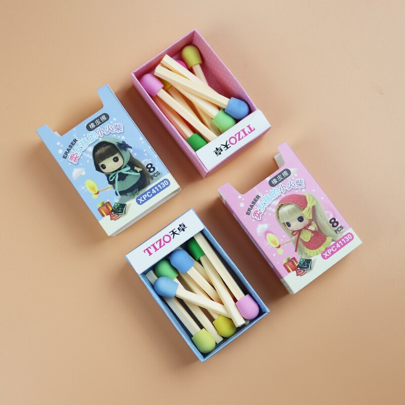 8PCS/pack Match Eraser Rubber for Pencil Cute Stat... – Grandado
