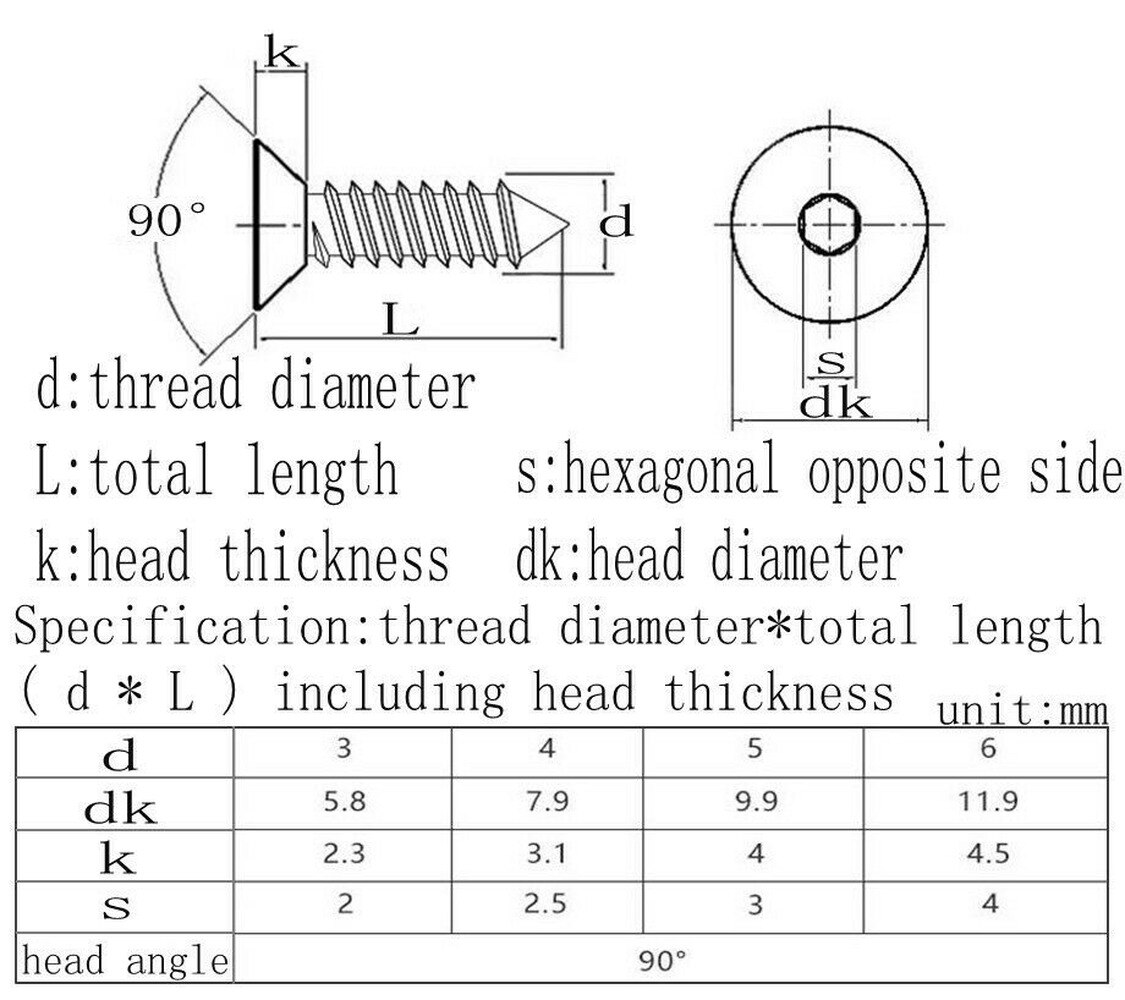 M5 Grade 8.8 flat head / countersunk hexagon socke... – Grandado