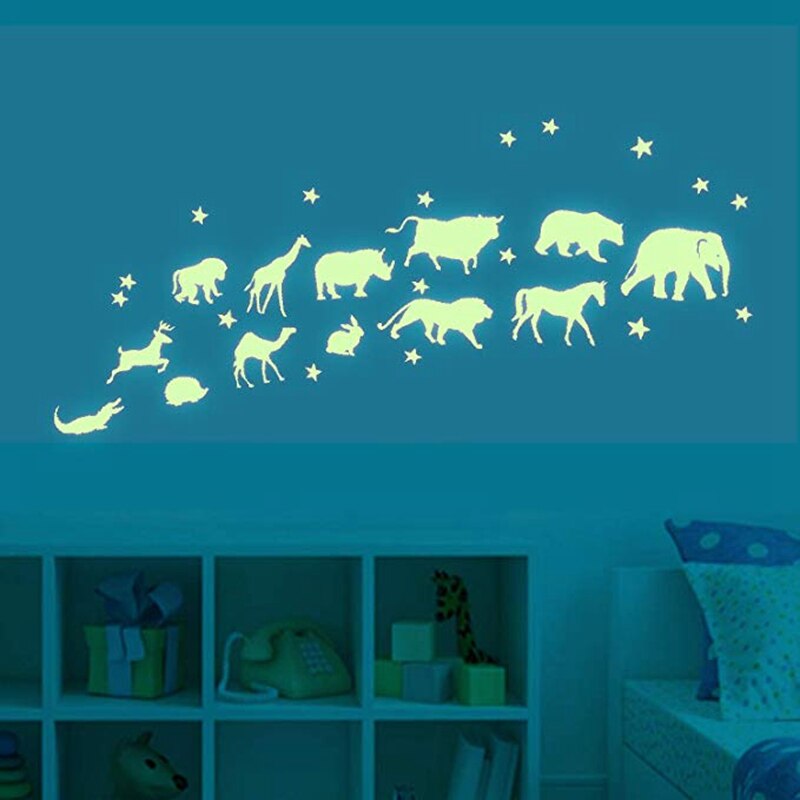 Animals Glow in The Dark Wall Stickers Jungle Adve... – Vicedeal