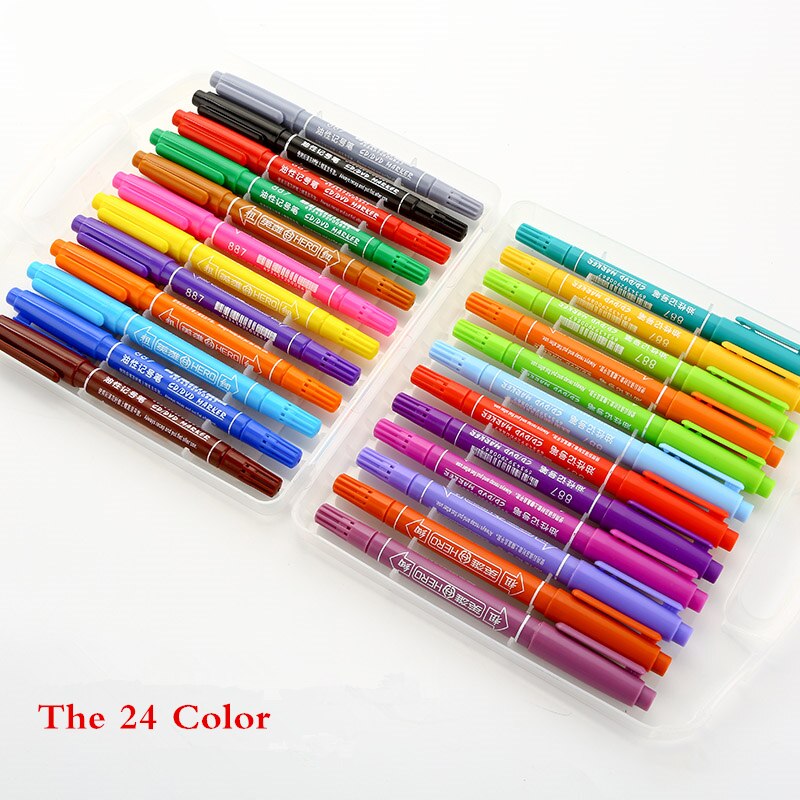 12/24 Colors Double Nib Oily Marker pen Extra Fine... – Vicedeal