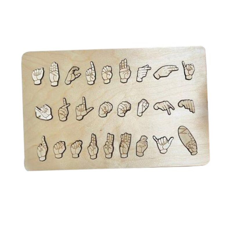 Kids Puzzle Wooden Sign Language English Puzzle Si... – Vicedeal