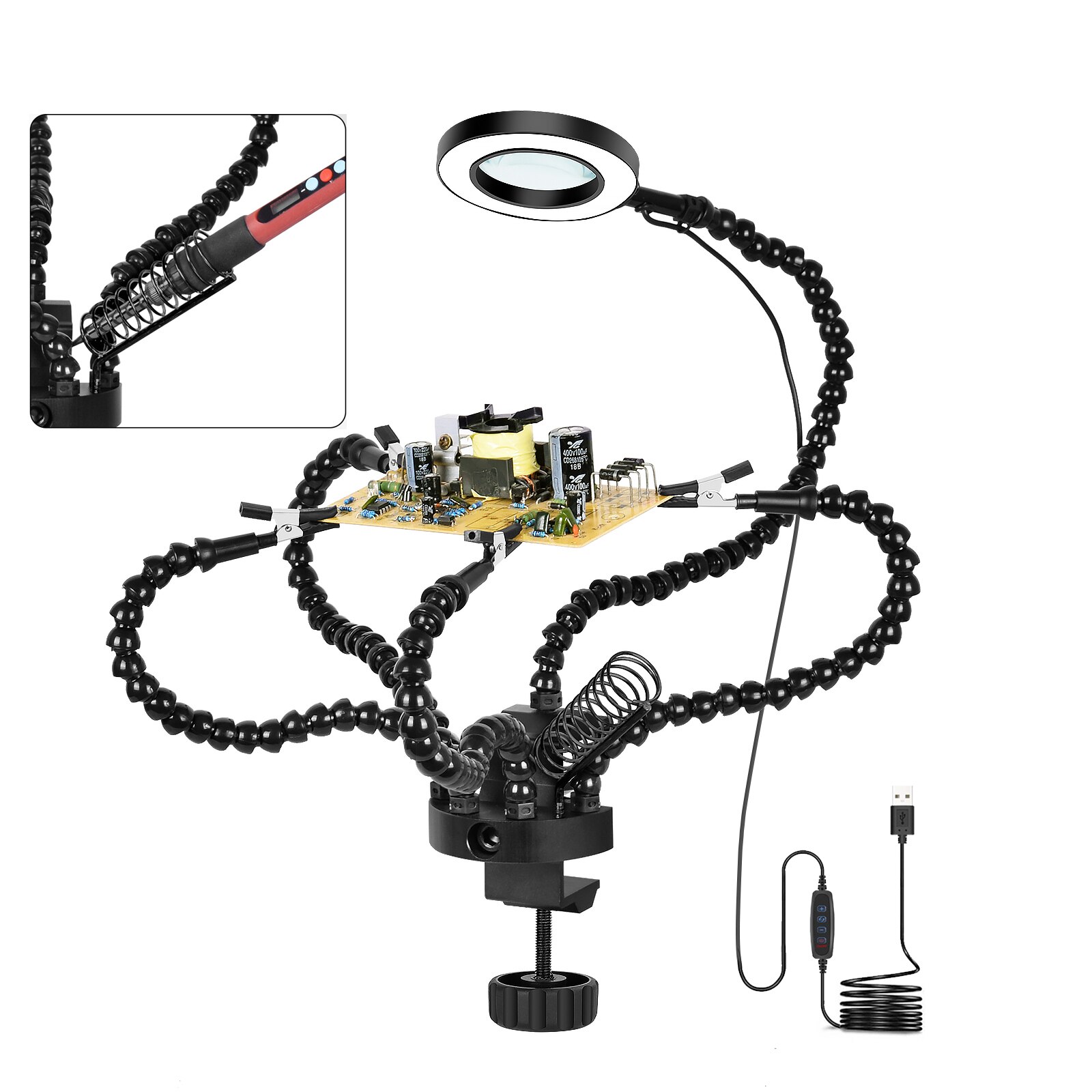 NEWACALOX Desktop Clip Third Hand 3X Magnifying Gl... – Vicedeal