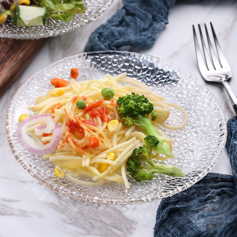 7 inch, rain embossed glass cake plate, sushi plat... – Grandado