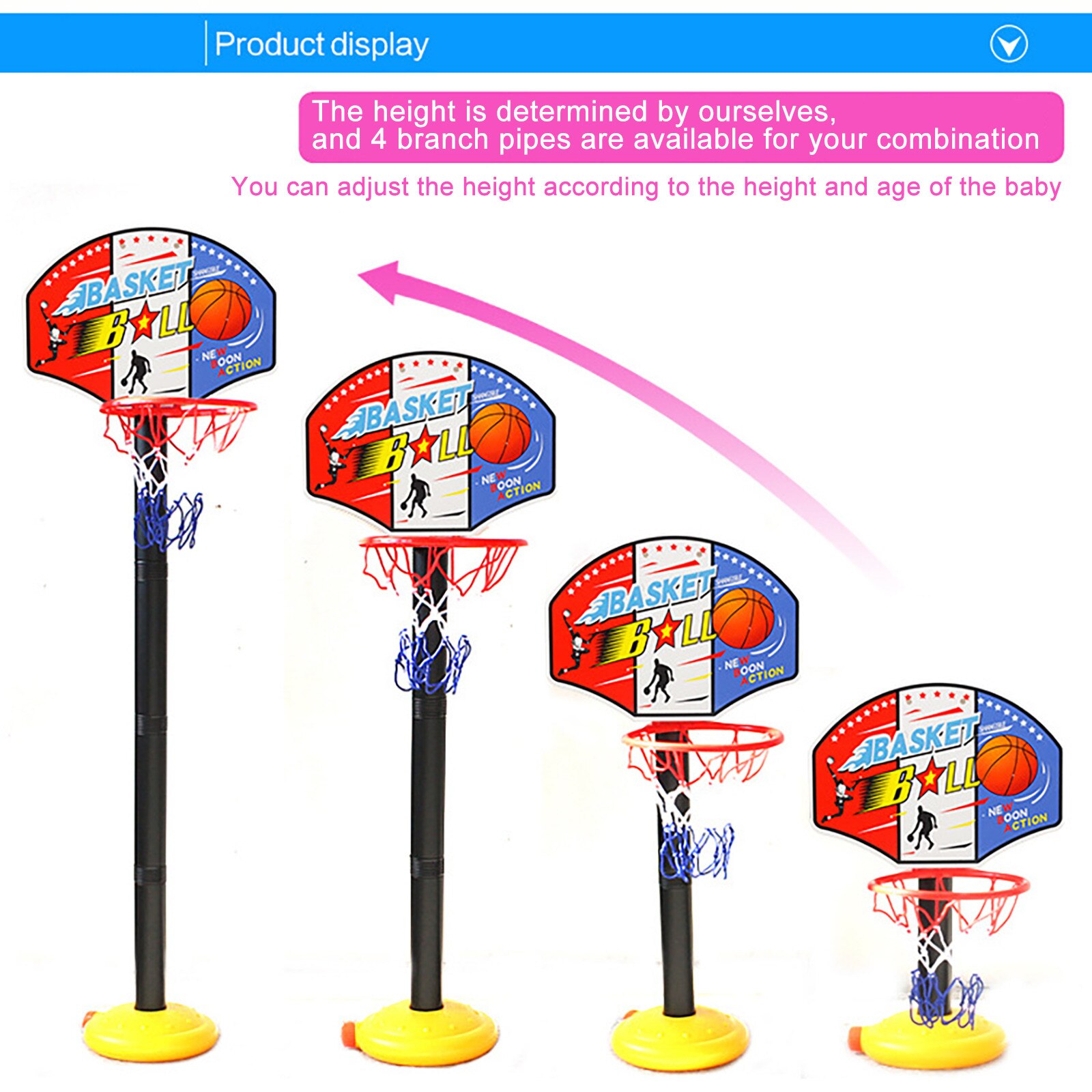 Super Basketball Goal Hoop Toy Height Adjustable P... – Grandado