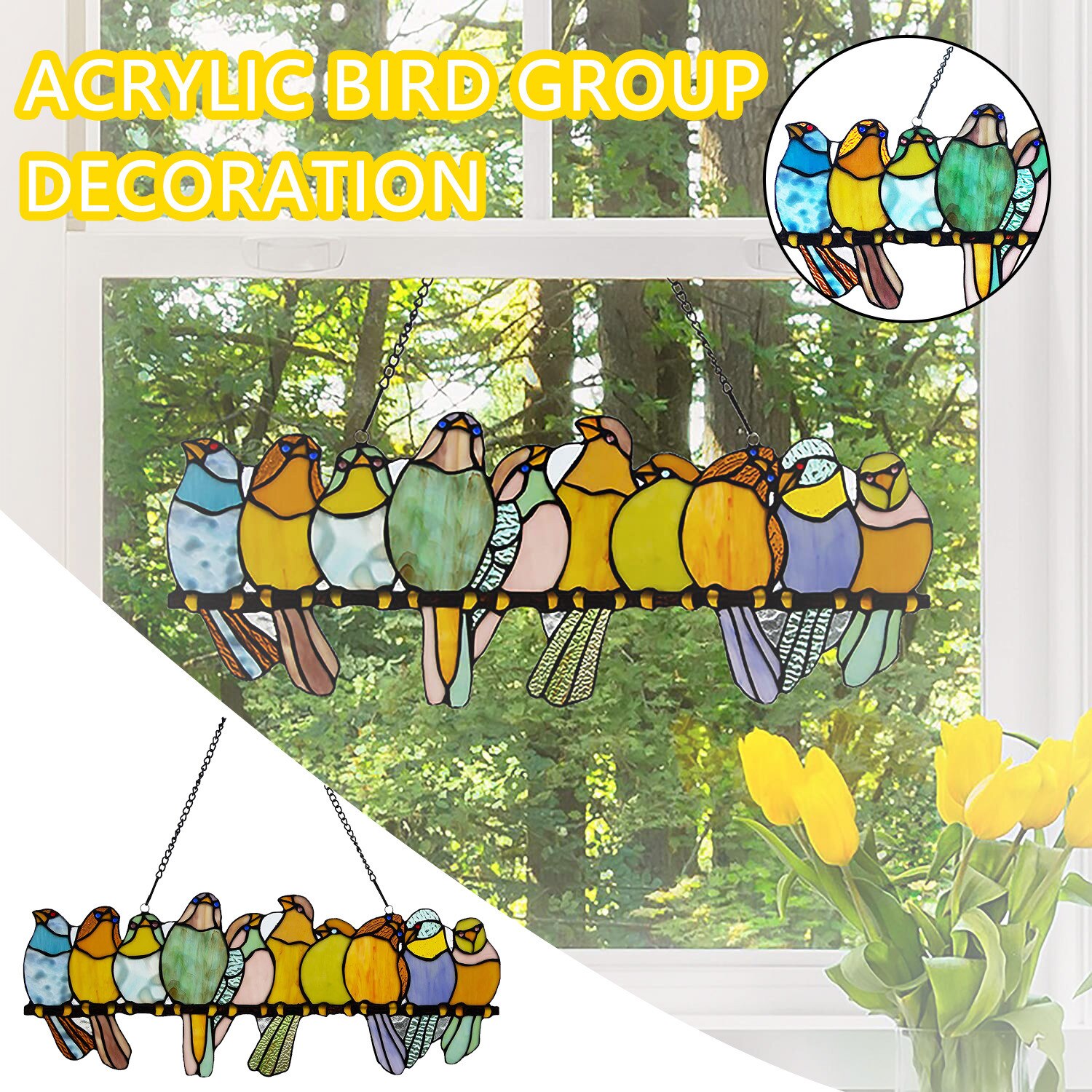 Mini Stained Bird Window Hanging Suncatcher Acryli... – Vicedeal
