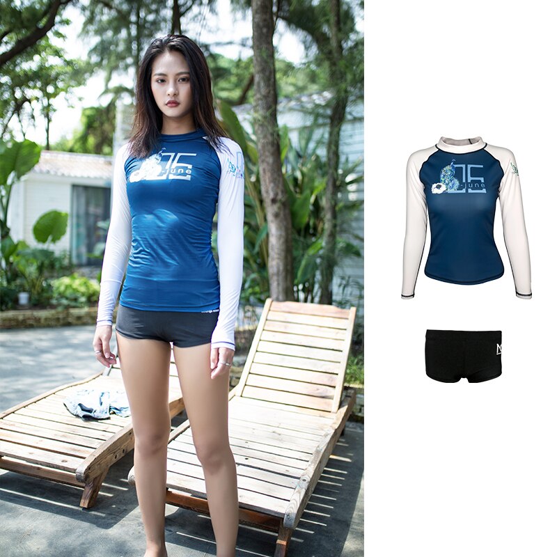 Nu-June Long sleeve Rashguard Two Piece Surf T Shi... – Vicedeal