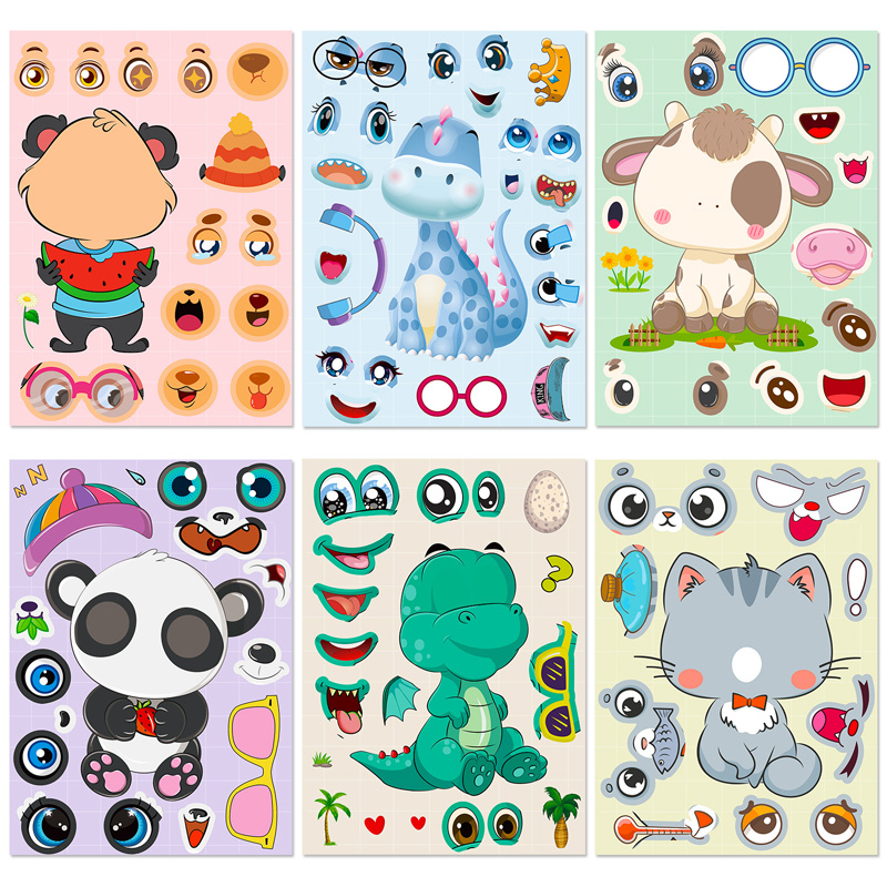 6 Sheets/Set Children DIY Animal Puzzle Stickers M... – Grandado