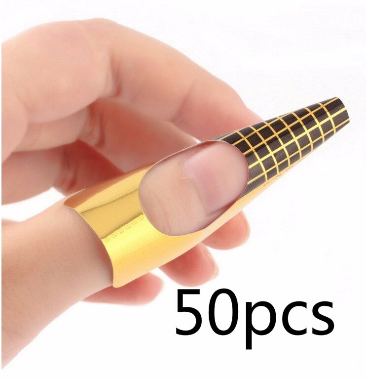 100pcs/50pcs Gold Nail Art Forms Tip Sculpting Gui... – Grandado