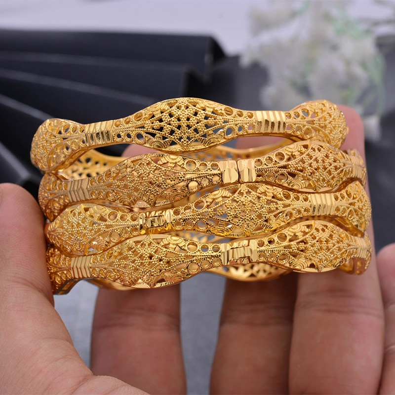 Bangles 4pcs/lot Gold color Bangles for Women Girl... – Grandado