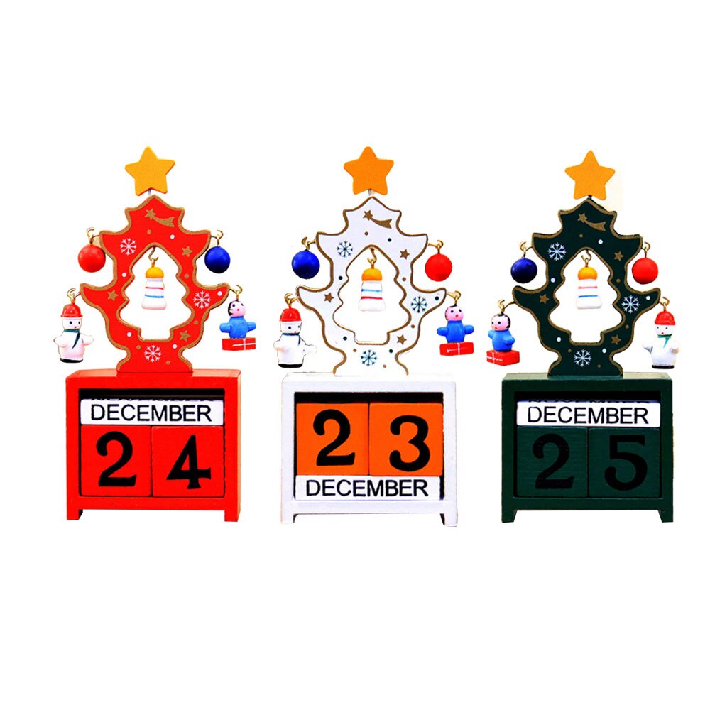 Christmas Tree Wooden Box Calendar Table Decor Dec... – Vicedeal