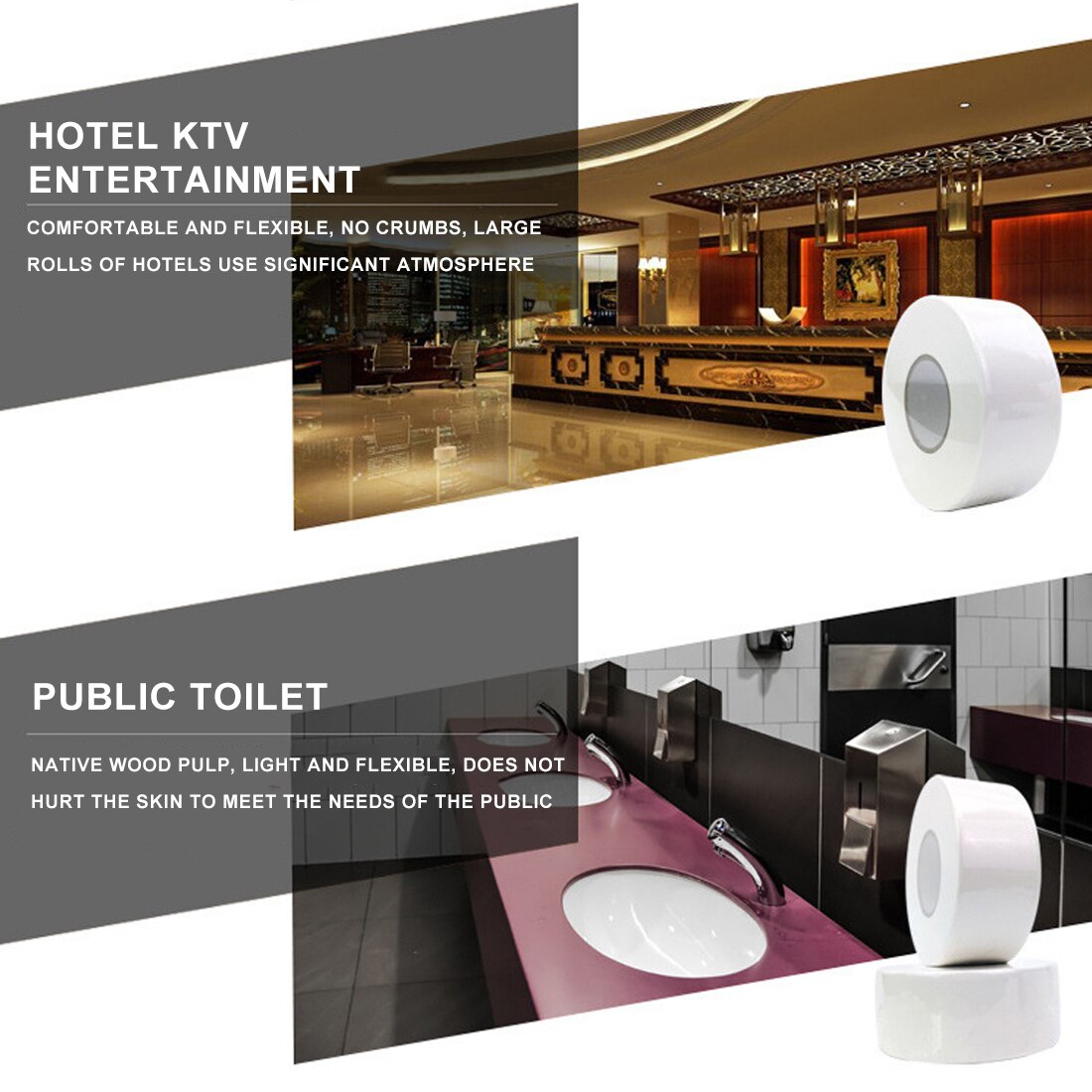 1 Roll 900+sheets/roll White Toilet Paper Jumbo Ro... – Grandado