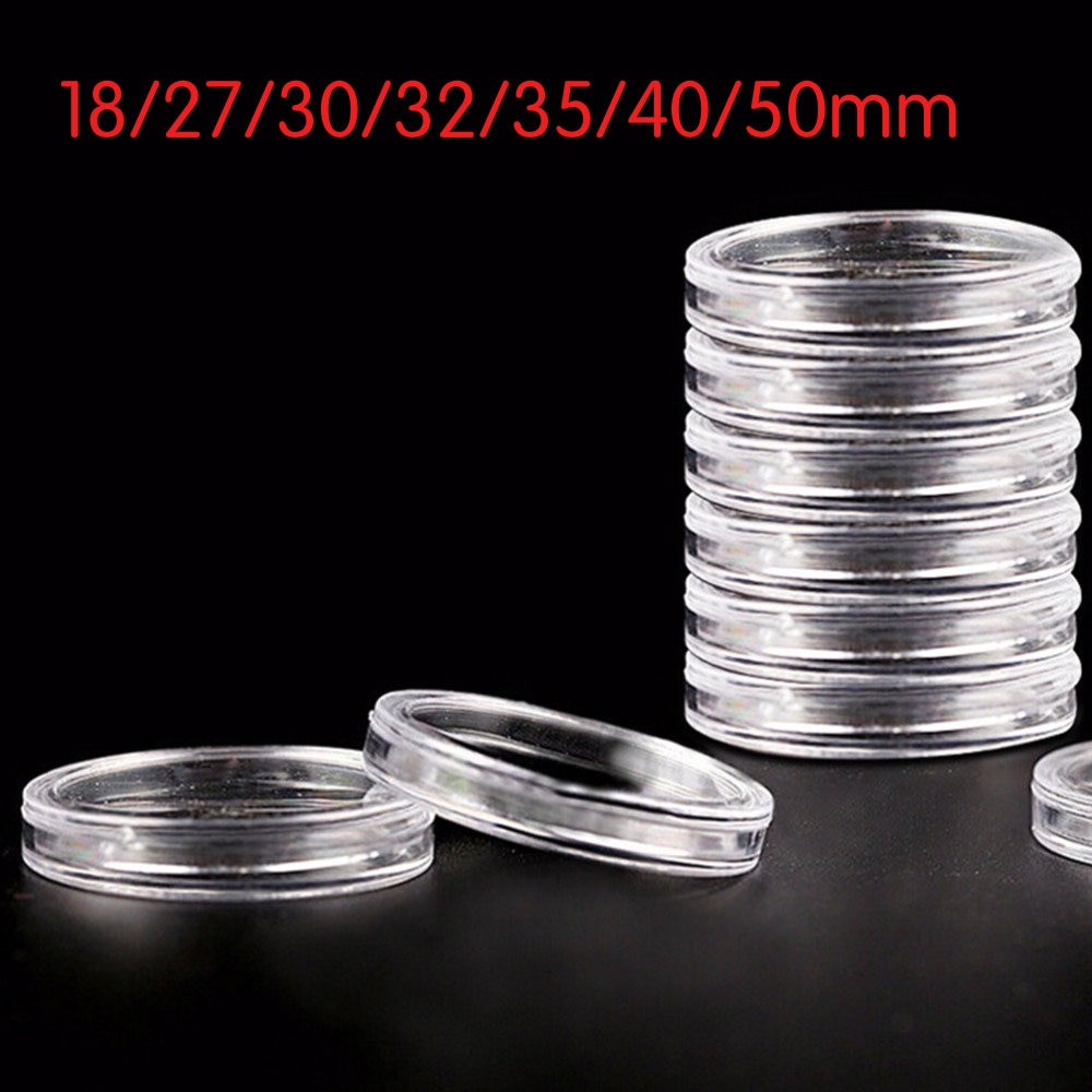 10Pcs/Box Coin Box Clear 18-40mm Round Boxed Holde... – Grandado