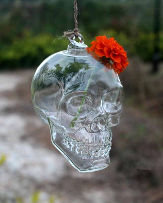 Flower Vase Skull Glass Flower Pots Planters Glass... – Grandado