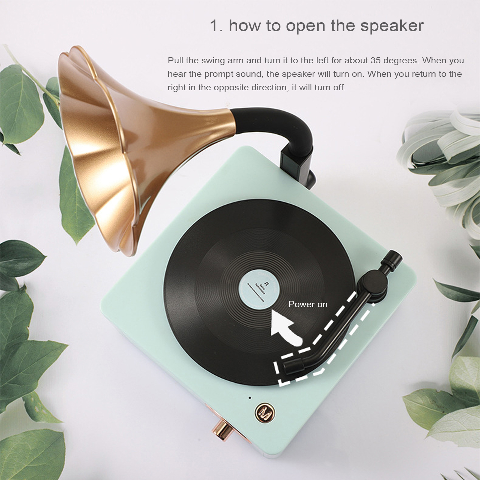 Retro Bluetooth Speaker Rotating Gramophone Shaped... – Grandado