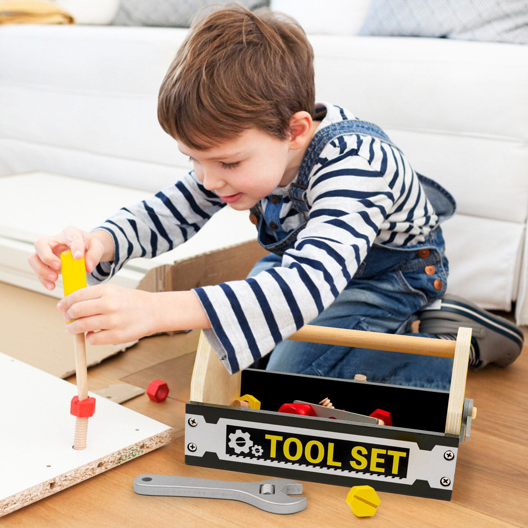 ROBUD Play Tools Set for Kids Wooden Toy Tool Box ... – Grandado