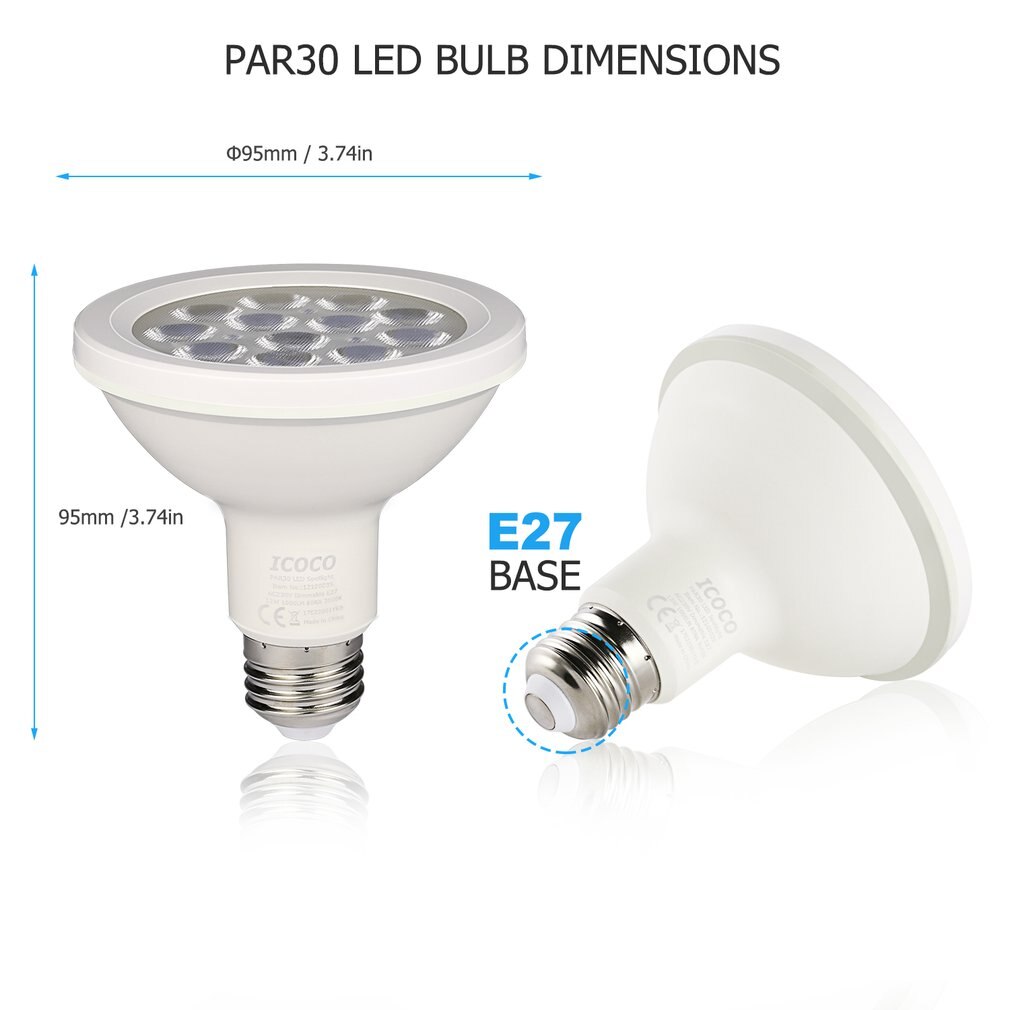 Icoco 4 Pcs PAR30 12LED 12W Dimbare Korte Hals 100... – Vicedeal